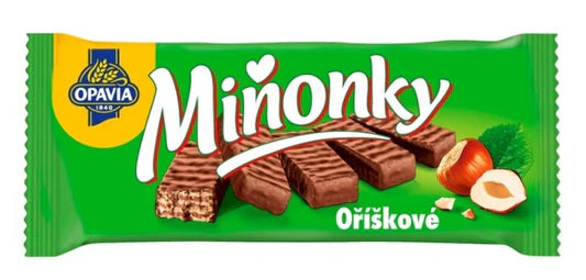 Minonky - wafers in milk chocolate with hazelnuts – Slovak-Czech Varieties